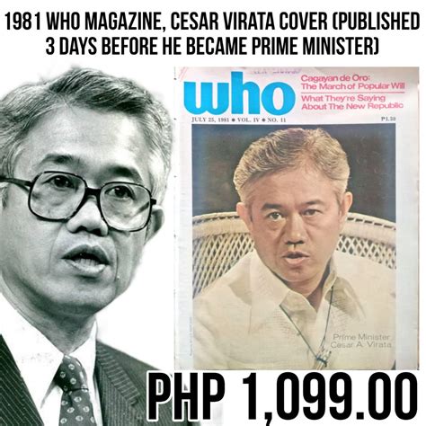 Ultimate Rare 1981 Who Magazine Cesar Virata Cover Published 3 Days