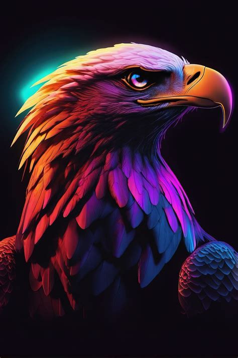 Eagle Portrait Wallpaper Cyberpunk Aesthetic Home Decor