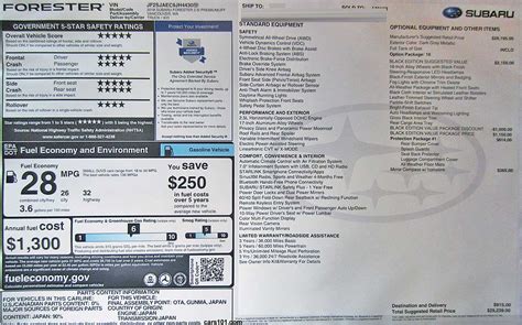 2018 Subaru Monroney Window Stickers Brz Crosstrek Outback Legacy Impreza Wrx Sti Forester