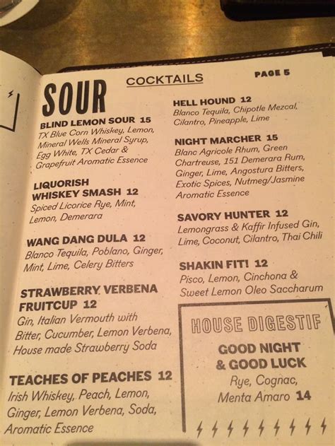 Menu Design For Midnight Rambler Dallas