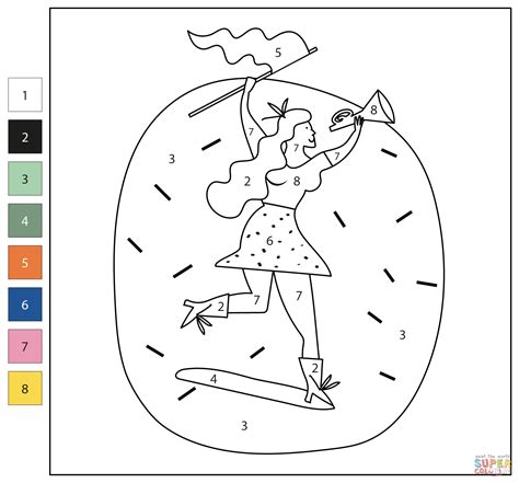 Cheerleader Color By Number Free Printable Coloring Pages