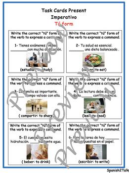 Spanish Imperative Tú And Usted Task Cards Answer Keys By