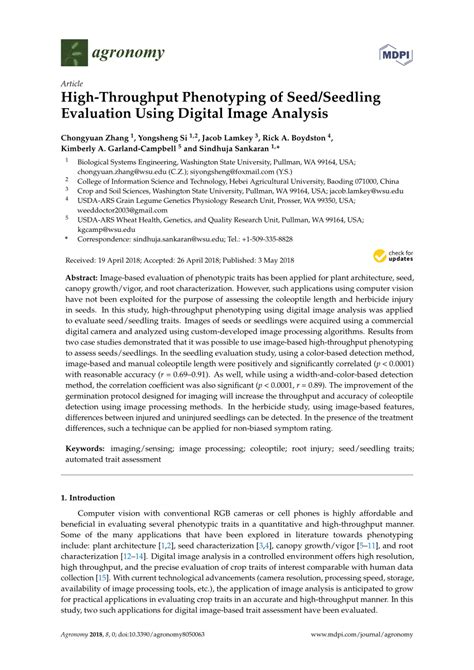 Pdf High Throughput Phenotyping Of Seed Seedling Evaluation Using Digital Image Analysis