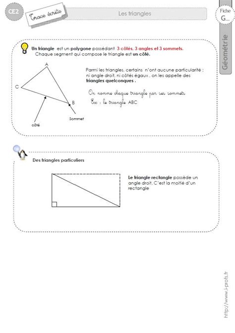 Ce2 Trace écrite Les Triangles Et Triangles Rectangles