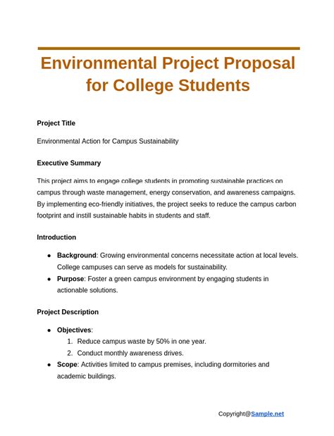 11 Free Environmental Project Proposal Samples To Download
