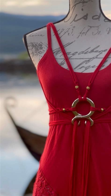 Handmade Cotton Flower Dress With Norse Amulet Harness Belt Etsy