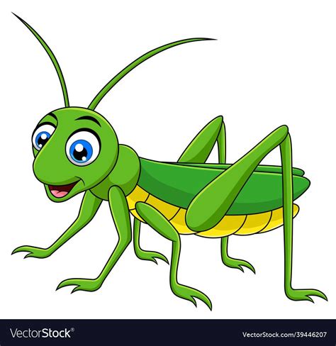 Cute Grasshopper Cartoon Vector Image On Vectorstock Imagens De Grilo