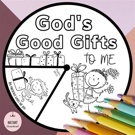 Gods Good Ts To Me Coloring Wheel Coloring Pages Bible Activity