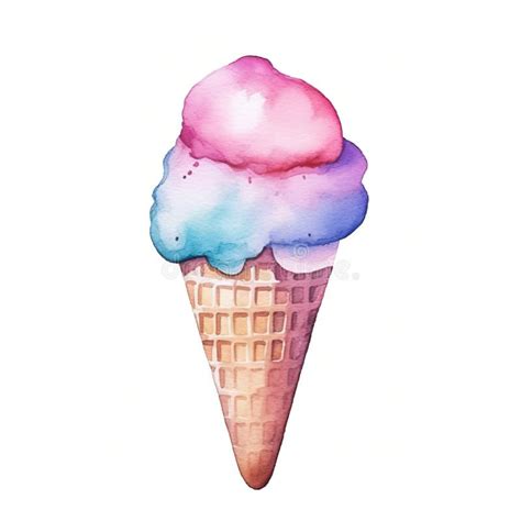 Sweet Ice Cream Candy Square Watercolor Illustration Stock Illustration Illustration Of