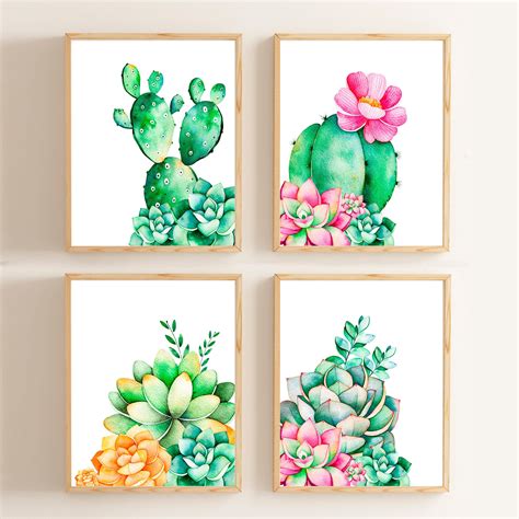 Impresión De Cactus Cactus Decoración Arte Vivero Pared Etsy