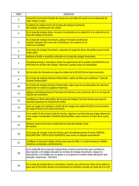Prueba De Excel Pdf