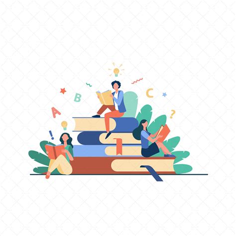 Estudiantes Que Estudian Ilustración De Libros De Texto
