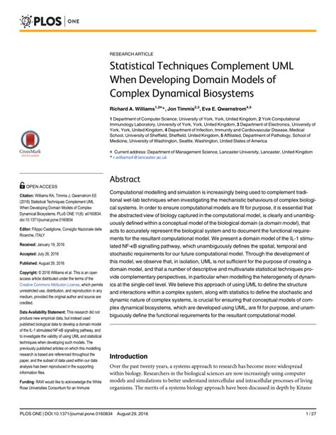 Pdf Statistical Techniques Complement Uml When Developing Domain Models Of Complex Dynamical