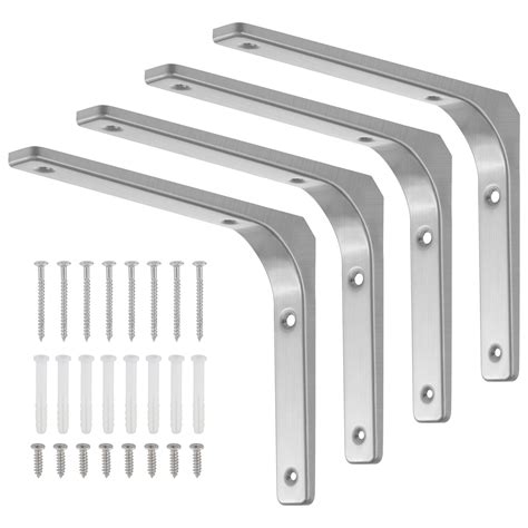 4 Pieces Shelf Brackets Heavy Duty Wall Corner Brace Angle Shelving Shelf Brackets With Screws