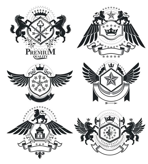 Premium Vector Heraldic Signs Elements Heraldry Emblems Insignias