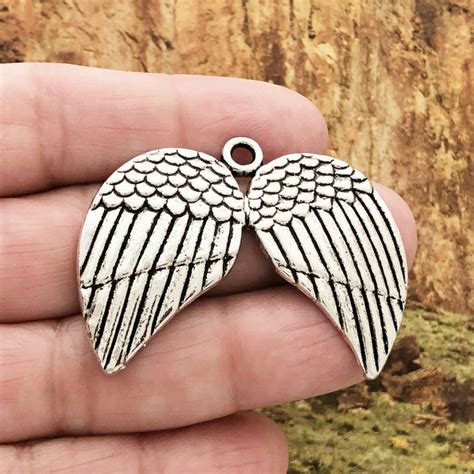 Spread Angel Wings Charms In Silver Pewter Angel Charm