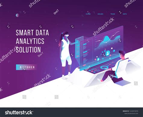 People Interacting Charts Analysing Statistics Virtual Stock Vector Royalty Free 1222074970