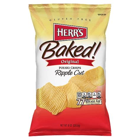 Herrs Baked Original Ripple Cut Potato Crisps 8 Oz