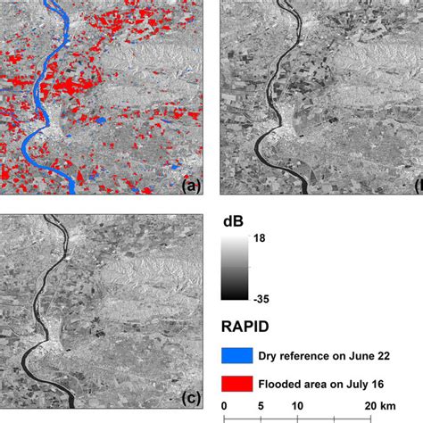 a rapid flood map b sentinel 1 sar image in vh polarization sensed
