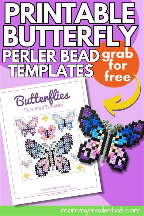 Butterfly Perler Bead Patterns With Free Printable Template