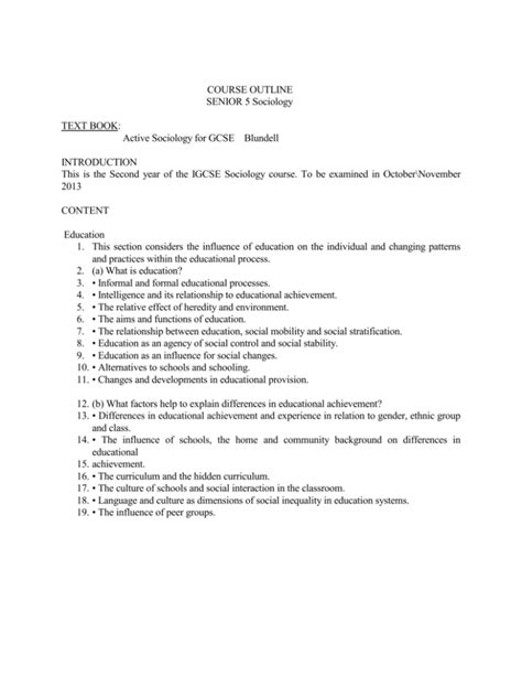 Course Outline Senior 2 History