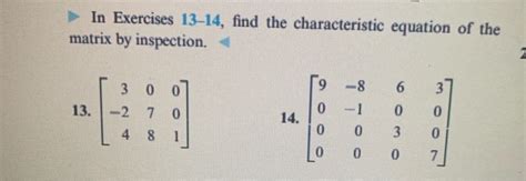 Solved In Exercises 1314 Find The Characteristic Equation