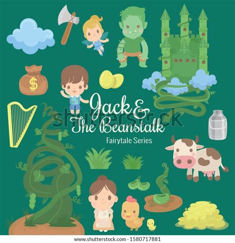 Cute Characters Illustrations Story Jack Beanstalk Stock Vector