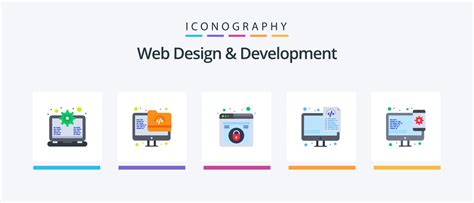 Web Diseño Y Desarrollo Plano 5 5 Icono Paquete Incluso Sensible Archivos Diseño Programación