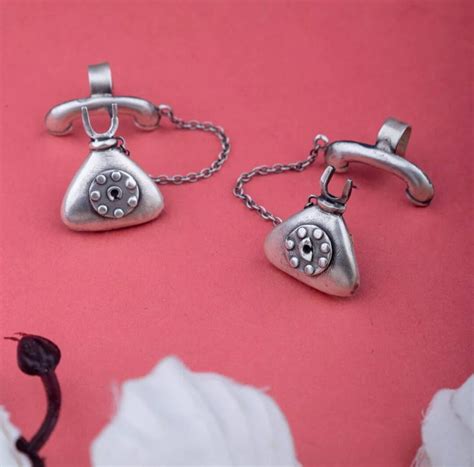 Brass Silver Replica Telephone Ear Cuff Givame