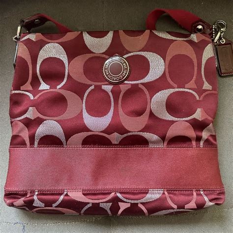 Coach Bags Burgundy Crossbody Coach Bag With Mauve And Silver