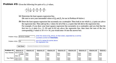 Solved Problem 3 Given The Following Five Pairs Of Xy