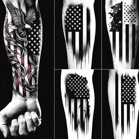 Black And White Tattered American Flag Tattoo Bold Symbolism And Design