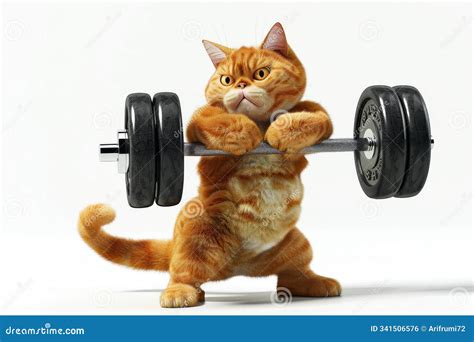 Cute Funny Cat Bodybuilder Flat Illustration With International Cat Day