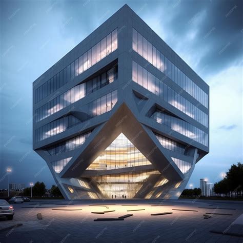Premium Ai Image A Large Building With A Triangular Structure On The Outside Generative Ai