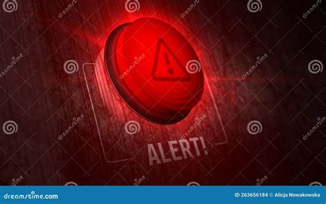 Alert Symbol Light Flashing On Metal Control Panel Lamp Stock