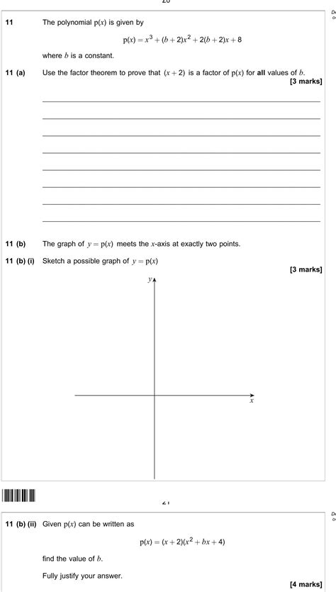 A Level Aqa Maths Pure Polynomials The Polynomial Px Is Given B