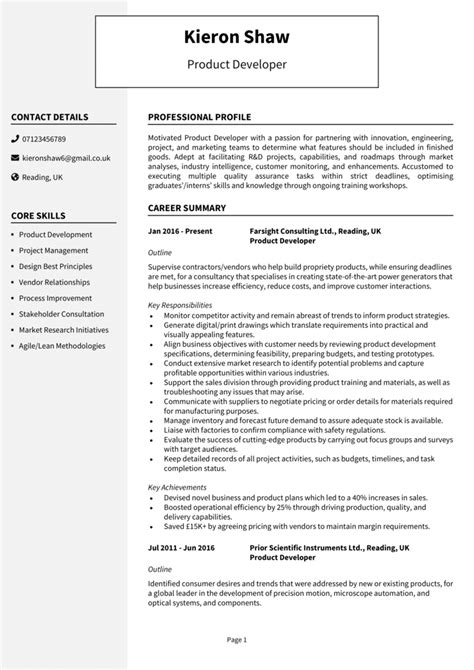 4 Product Owner Cv Examples Writing Guide Land Top New Jobs