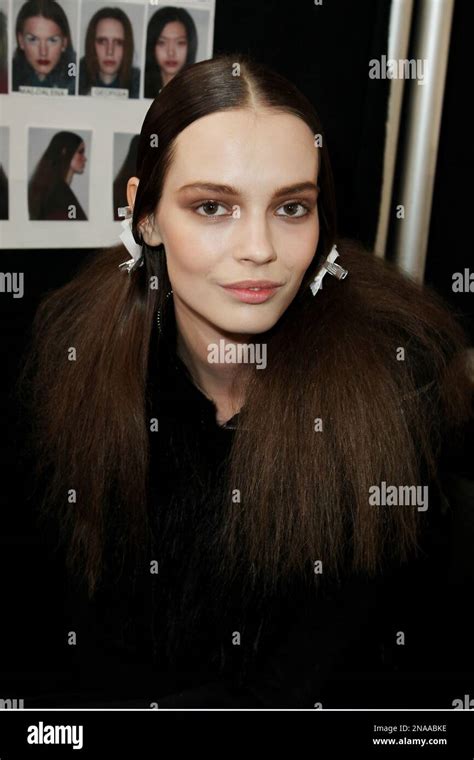 Model Mina Cvetkovic Poses Backstage Before The Vivienne Tam Fall 2012 Collection Is Shown