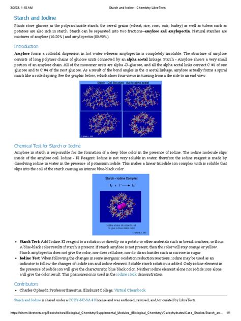 Starch Iodine Reaction Explained Pdf Starch Iodine