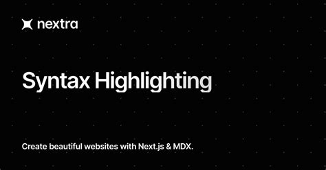 Syntax Highlighting Nextra