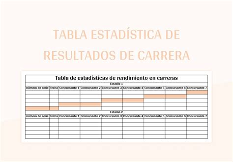 Plantilla De Excel Tabla Estadística De Resultados De Carrera Y Hoja De