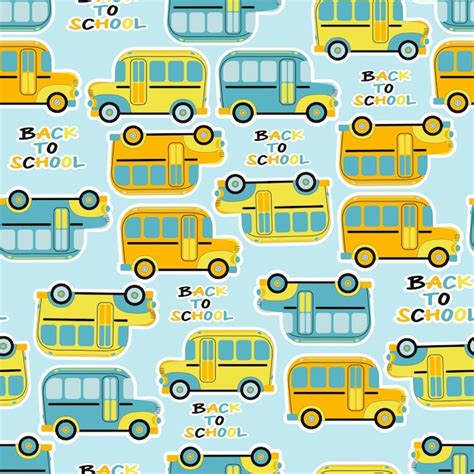 Premium Vector Back To School Seamless Pattern With School Bus On A Blue Background Endless