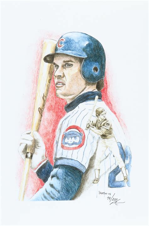 Ryne Sandberg Cubs Brian Barton Signed Le 12x18 Lithograph 250