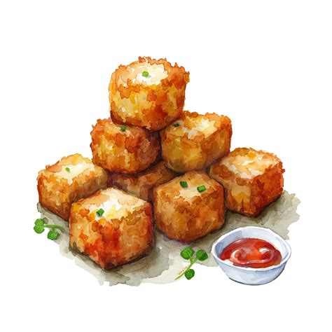 Premium Vector Tater Tots Vector Illustration In Watercolour Style