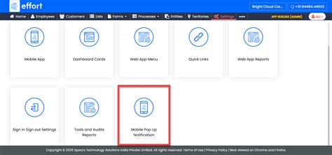 configure mobile pop up notifications