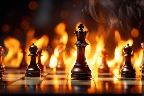 Chess Pieces In Fire Stock Illustration Illustration Of Concept