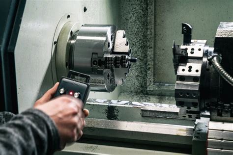 Cnc Machine The CNC Lathe Machine Or Turning Machine Stock Image Image Of Metalworking
