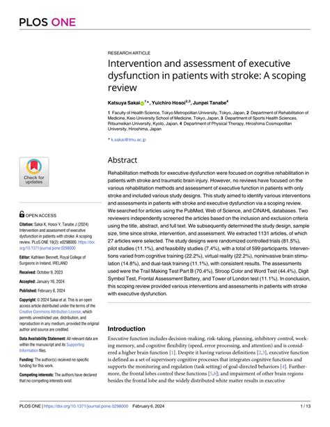 Pdf Intervention And Assessment Of Executive Dysfunction In Patients
