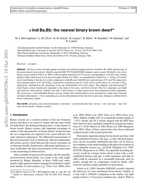 Pdf Indibabb The Nearest Binary Brown Dwarf