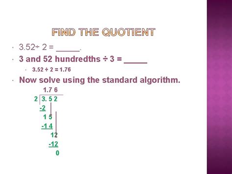 Lesson 15 Objective Divide Decimals Using Place Value